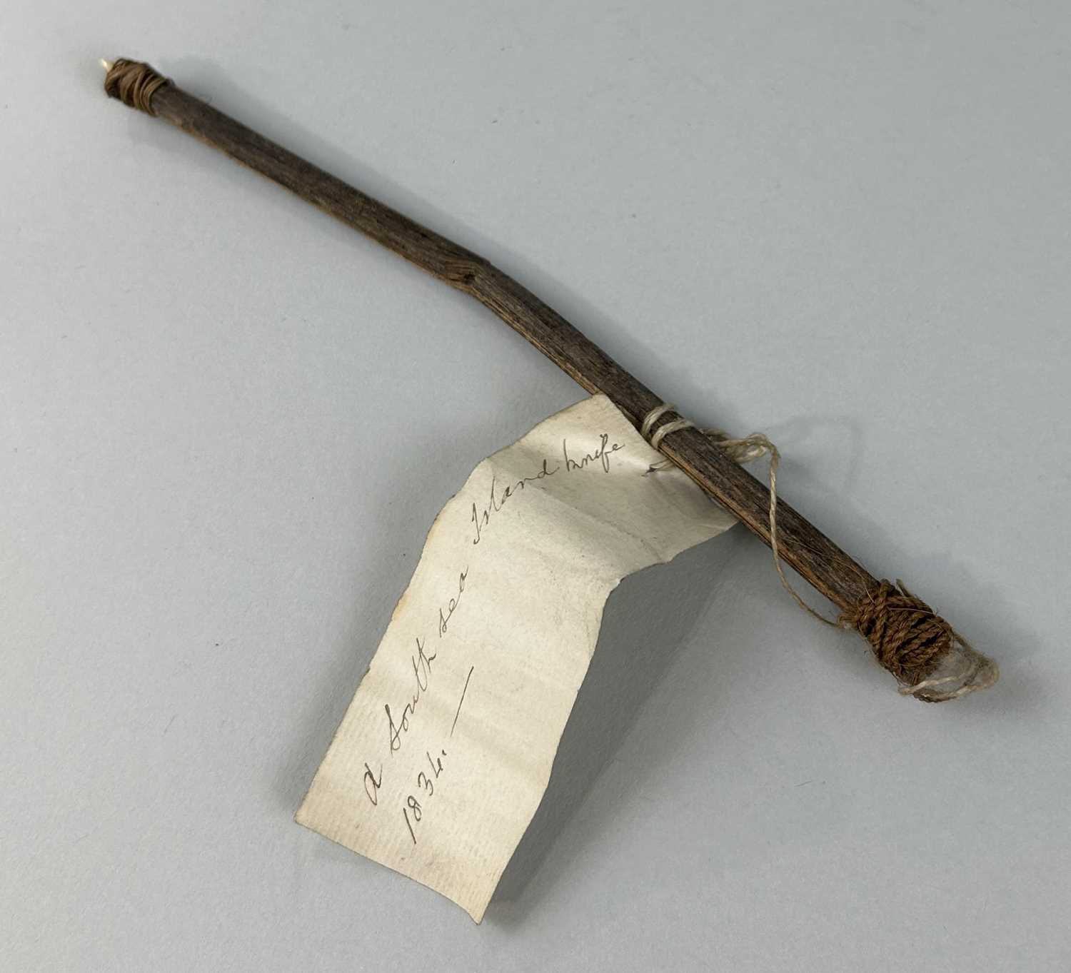 Lot 455 - A 19TH CENTURY SOUTH SEA ISLAND KNIFE DATED