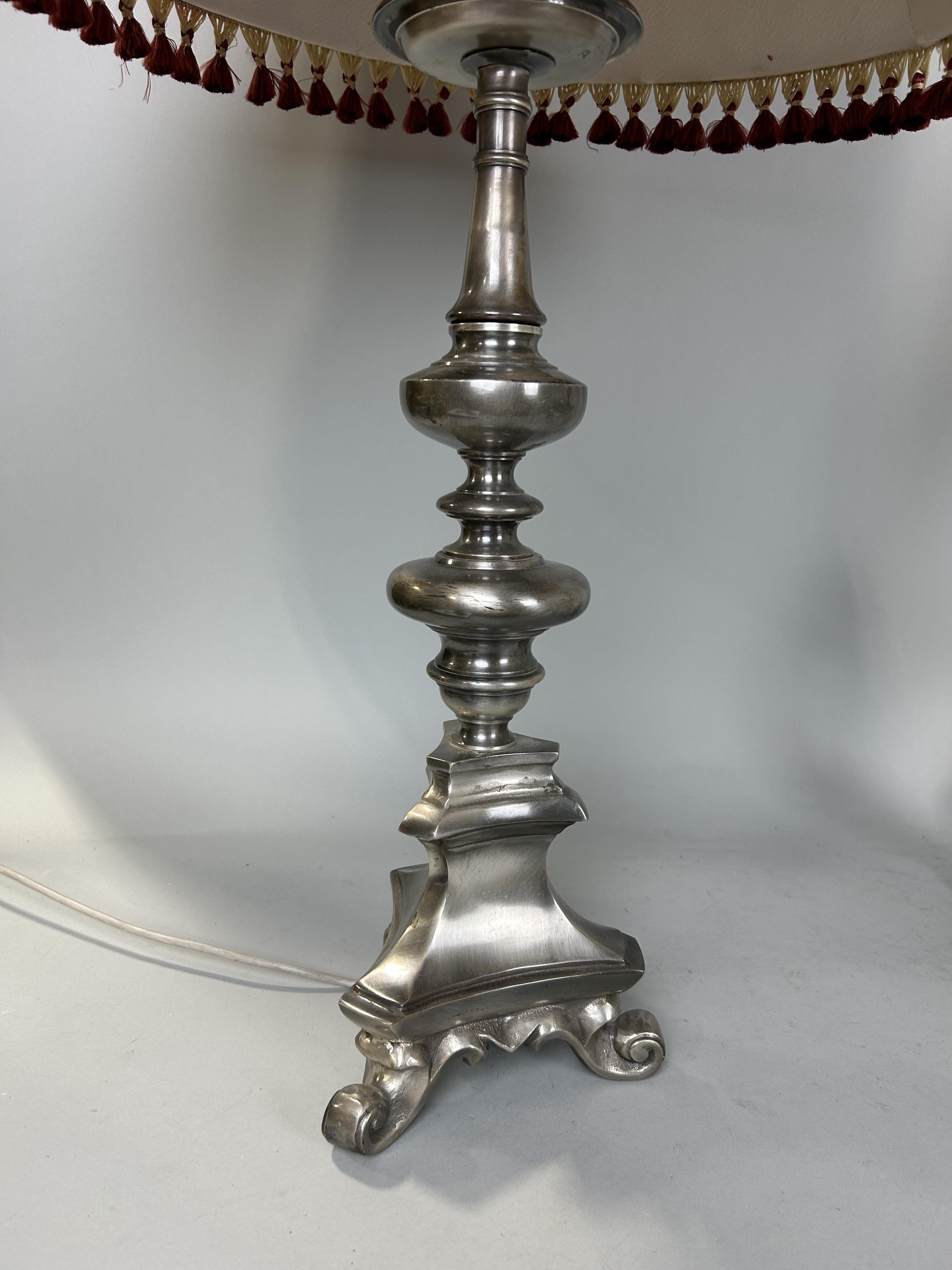 Lot 994 - TWO SILVERED METAL TABLE LAMPS