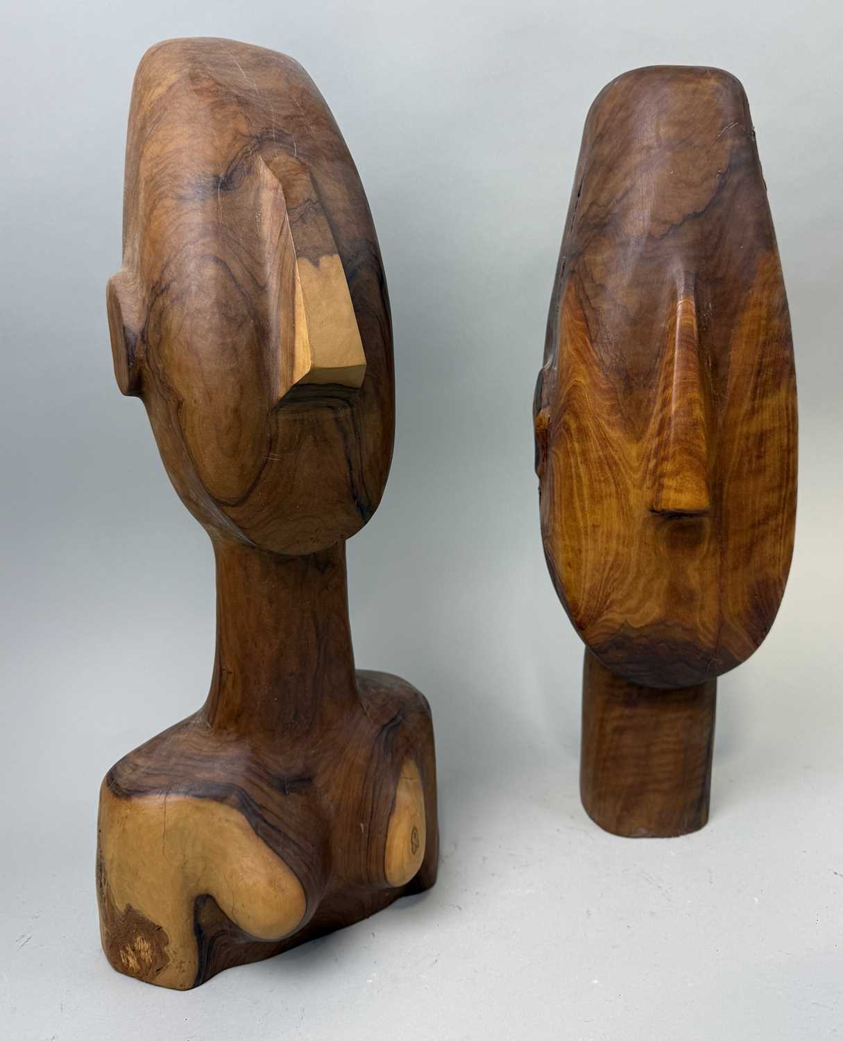 Lot 89 - COLIN HUNT (1929-2010): TWO CARVED WOODEN