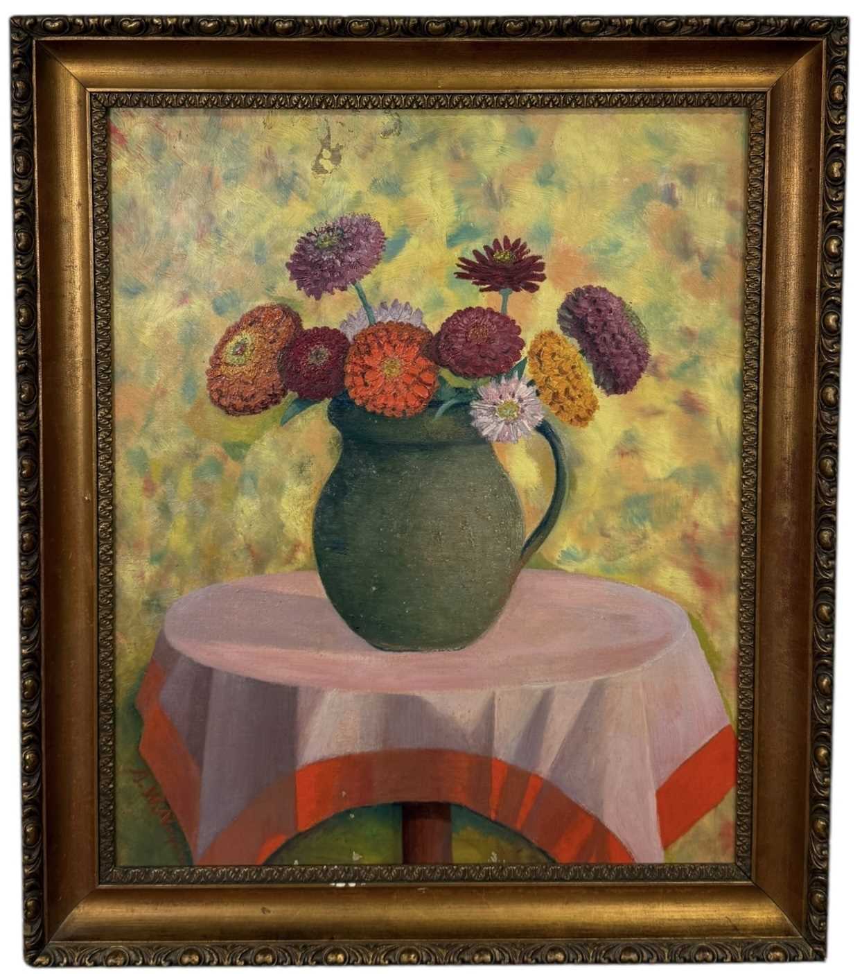 Lot 552 - AN OIL PAINTING ON CANAS DEPICTING A STILL