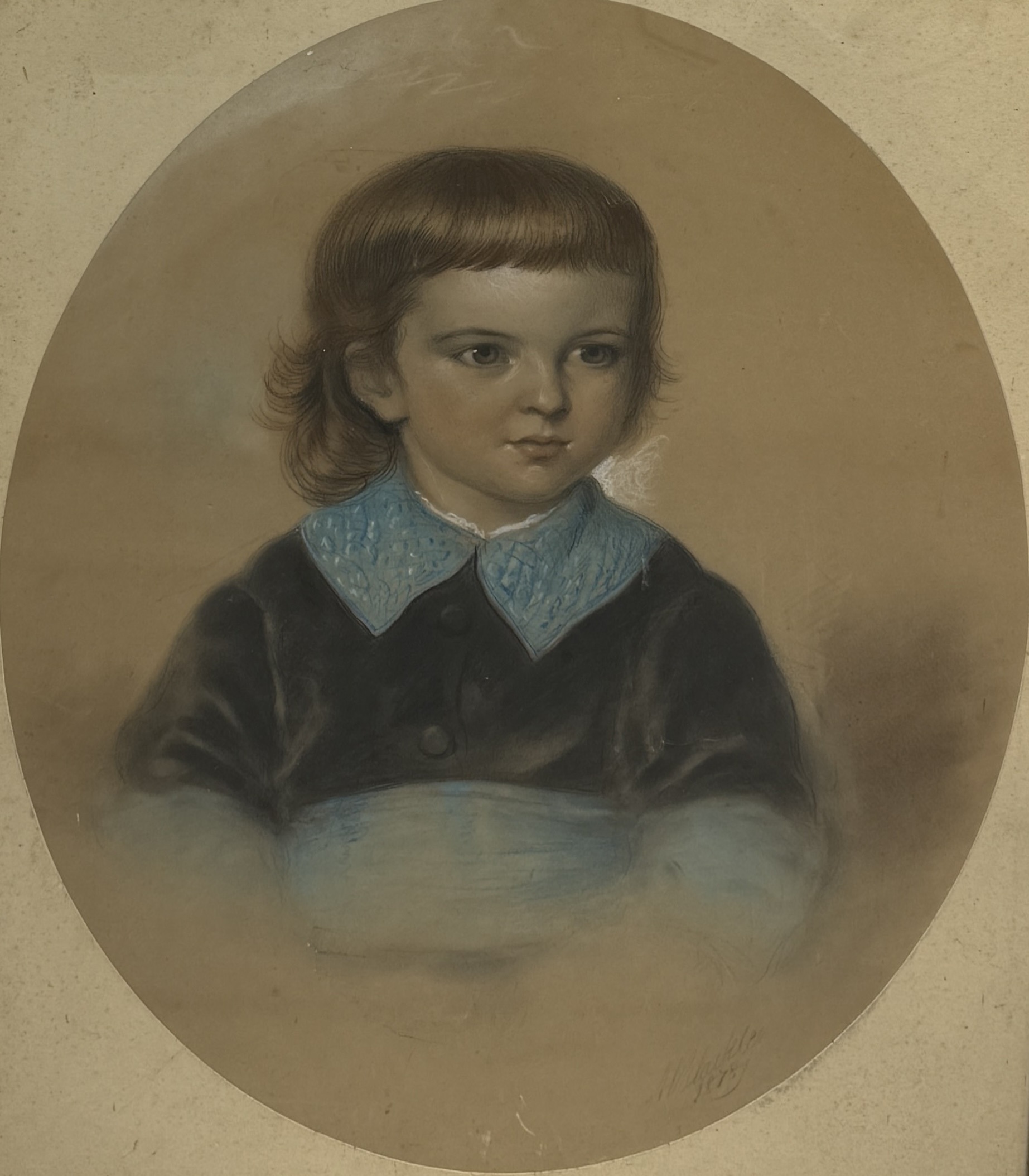 Lot 247 - A VICTORIAN PASTEL DRAWING OF A GIRL