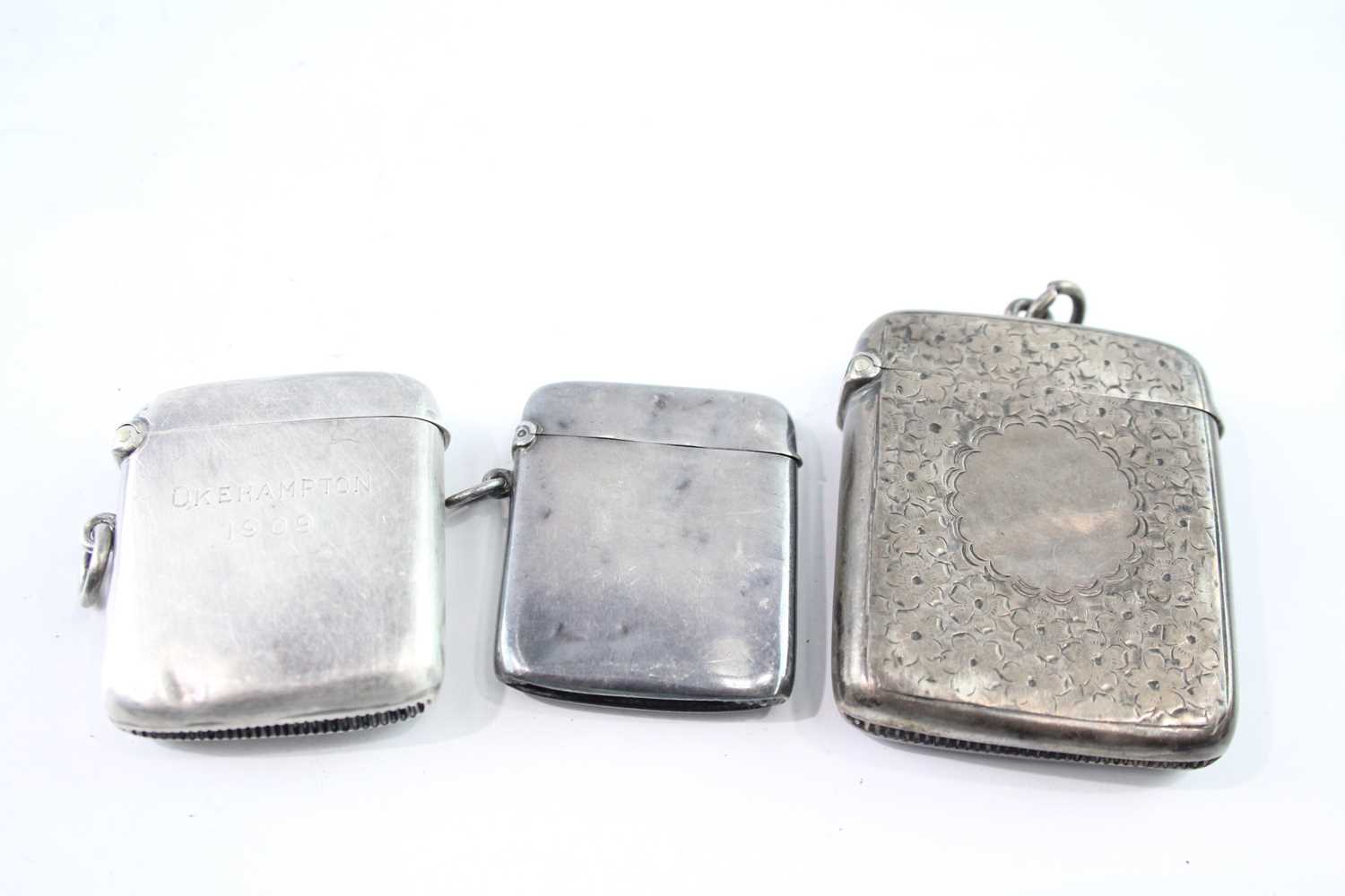 Lot 421 - THREE .925 STERLING SILVER VESTA/MATCH CASES