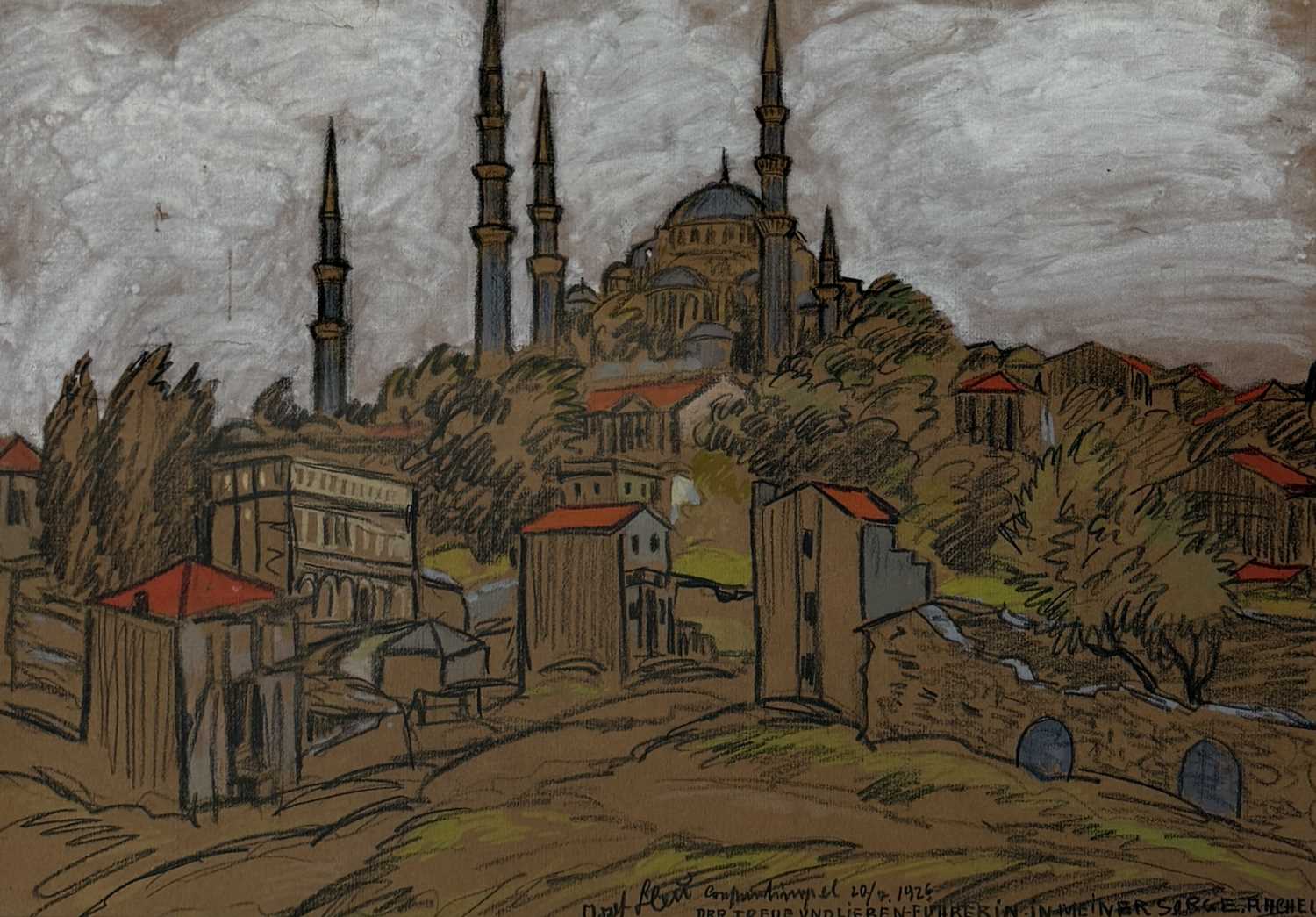 Lot 131 - A PASTEL DRAWING OF CONSTANTINOPLE, DATED