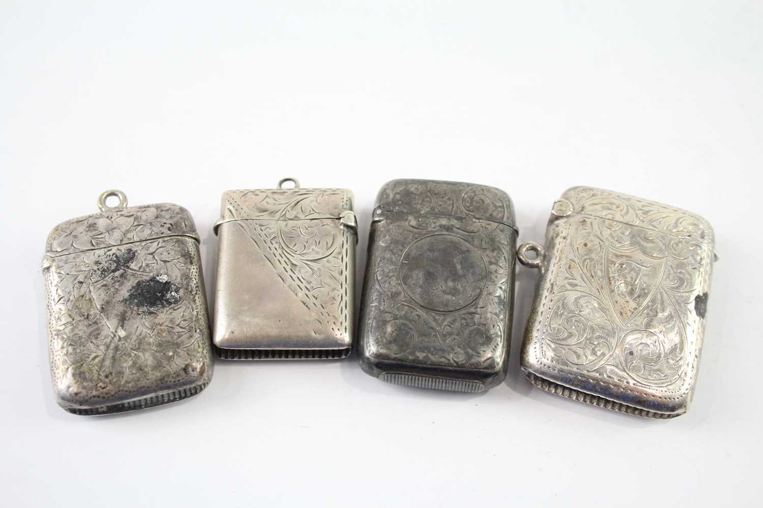 Lot 397 - FOUR .925 STERLING SILVER VESTA/MATCH CASES