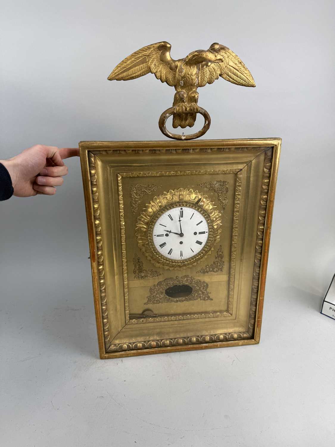 Lot 632 - A 19TH CENTURY VIENNESE GILT WOOD WALL CLOCK