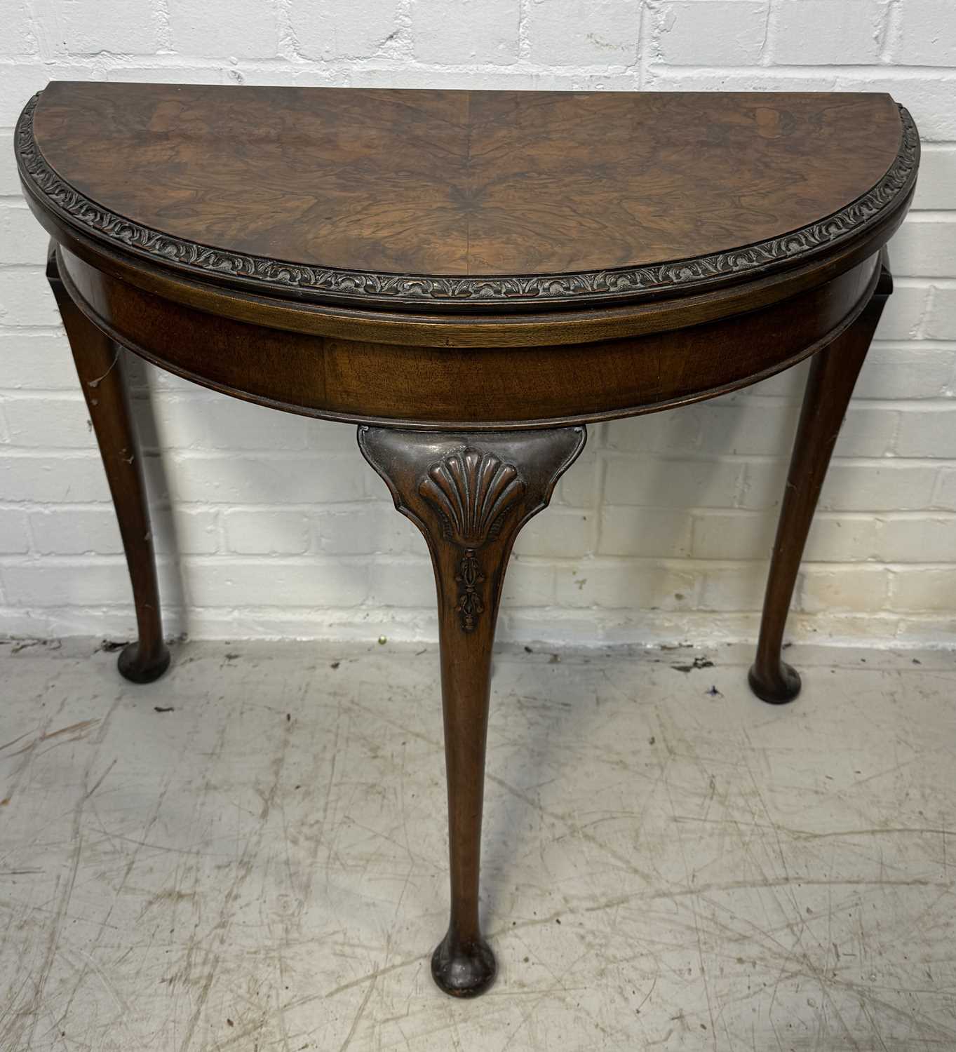 Lot 698 - A GEORGIAN DESIGN DEMI LUNE GATE LEG CONSOLE