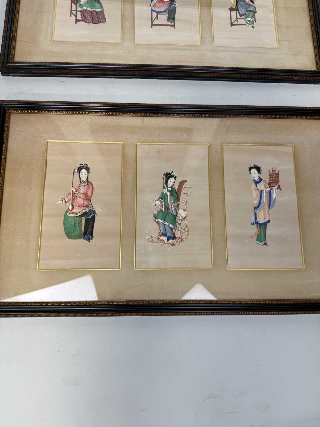 Lot 342 - A SET OF NINE CHINESE RICE PAPER PAINTINGS,
