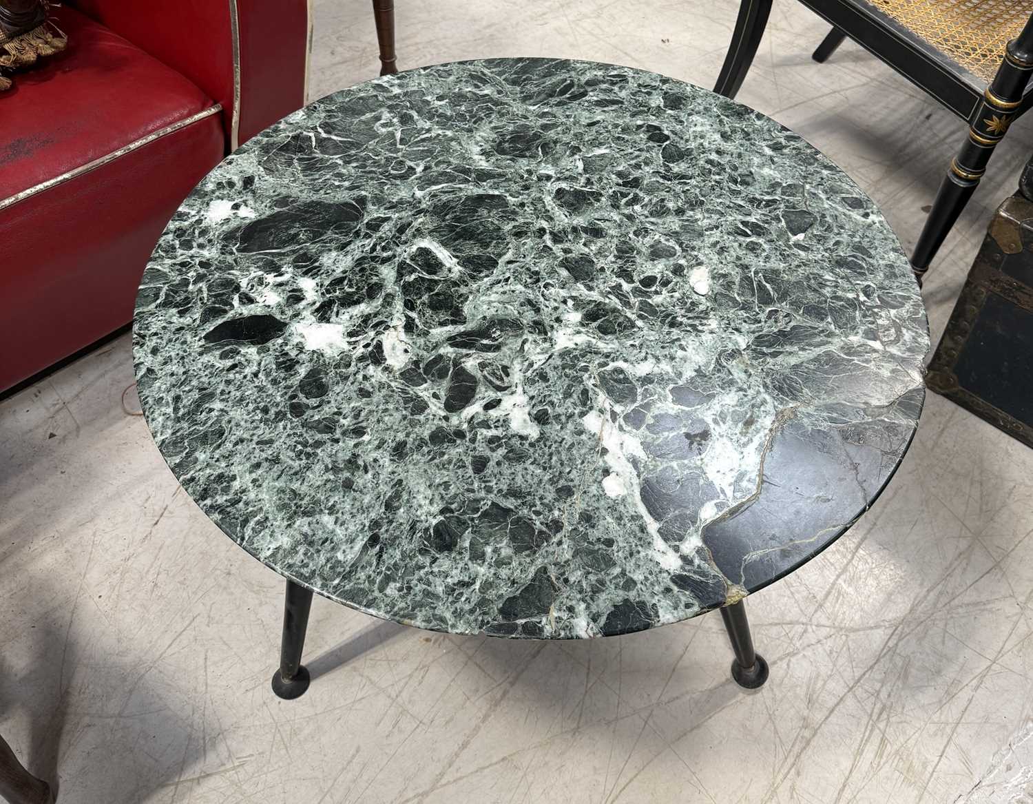 Lot 766 - A MID CENTURY DESIGN GREEN MARBLE TOP TABLE