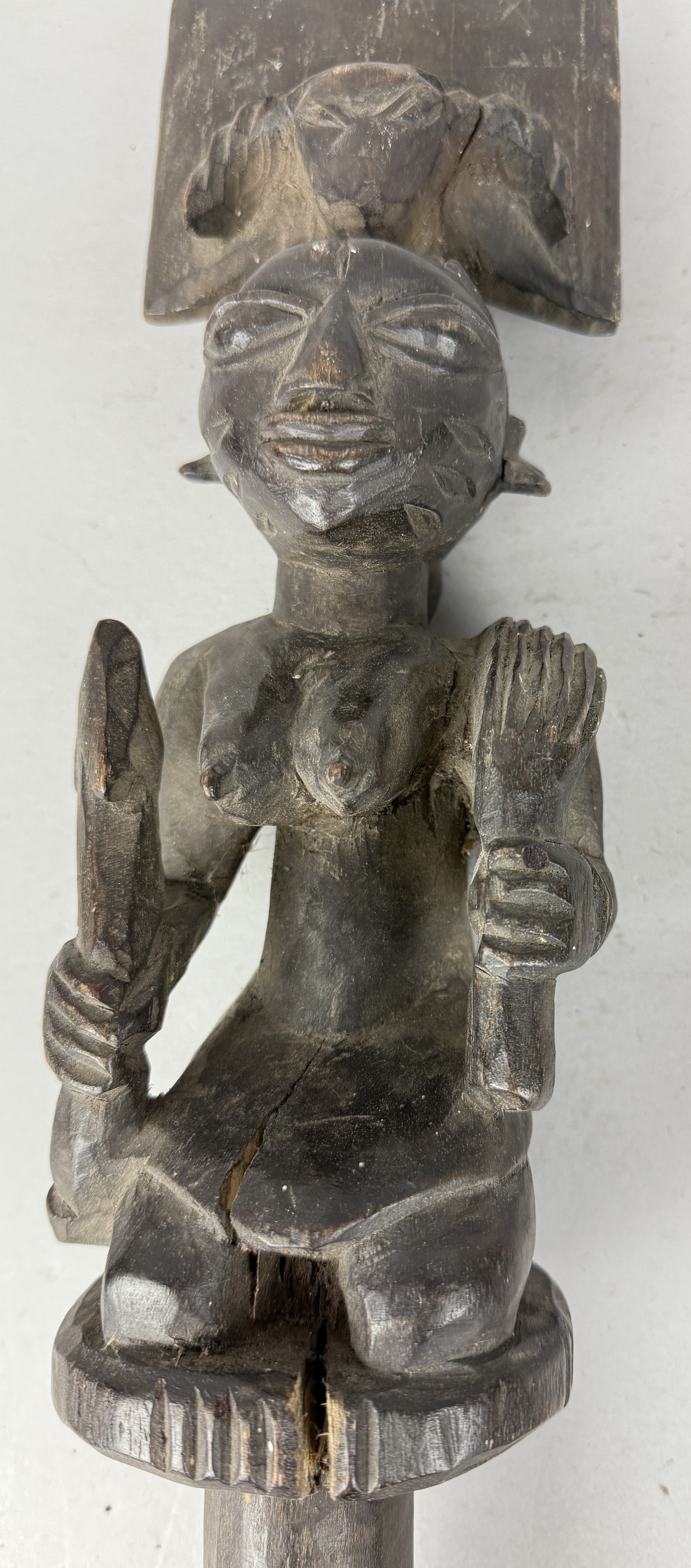 Lot 138 - AN AFRICAN TRIBAL SHANGO FEMALE DANCE WAND