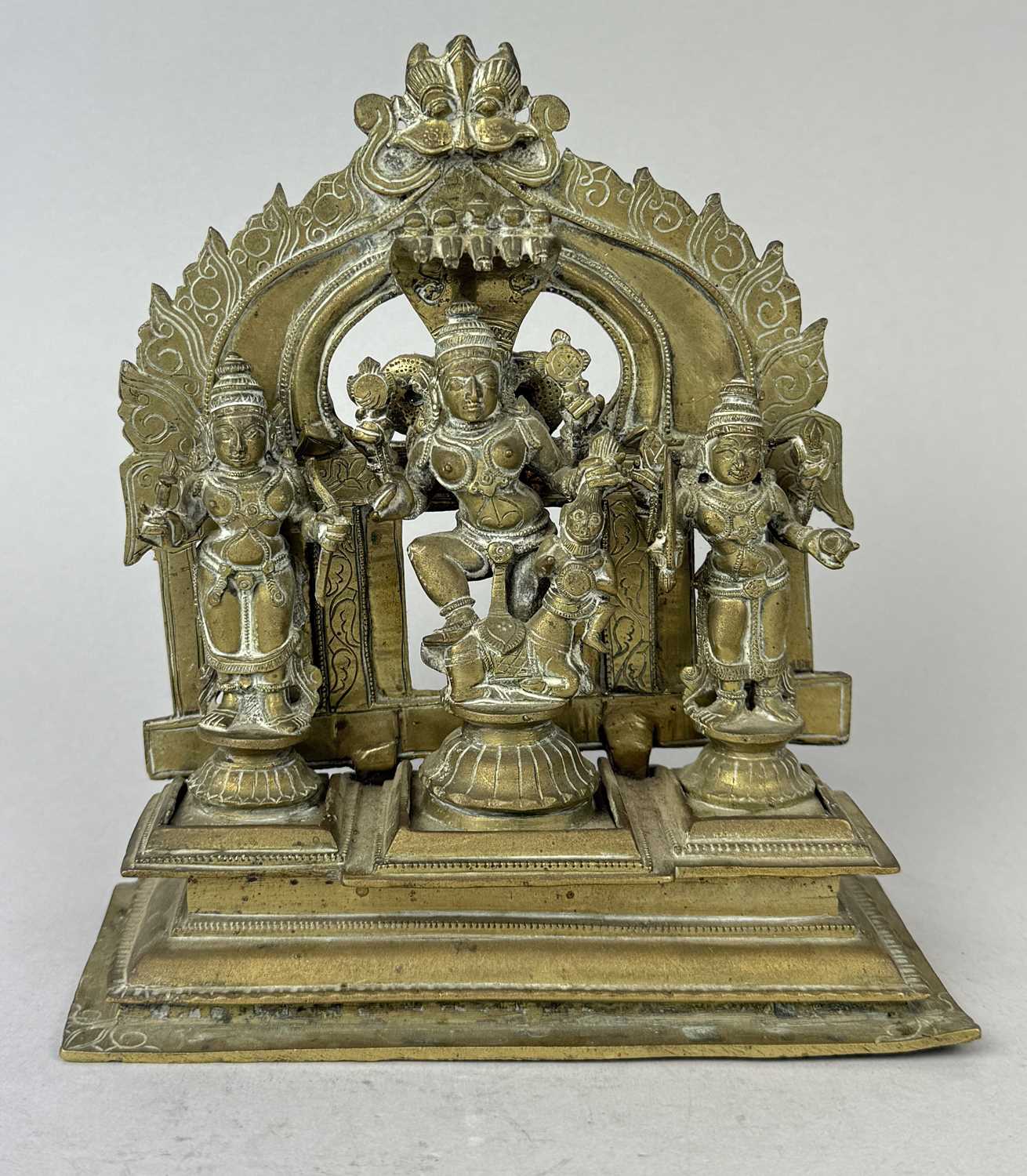 Lot 17 - AN IMPRESSIVE INDIAN BRONZE ALTAR TRIO OF
