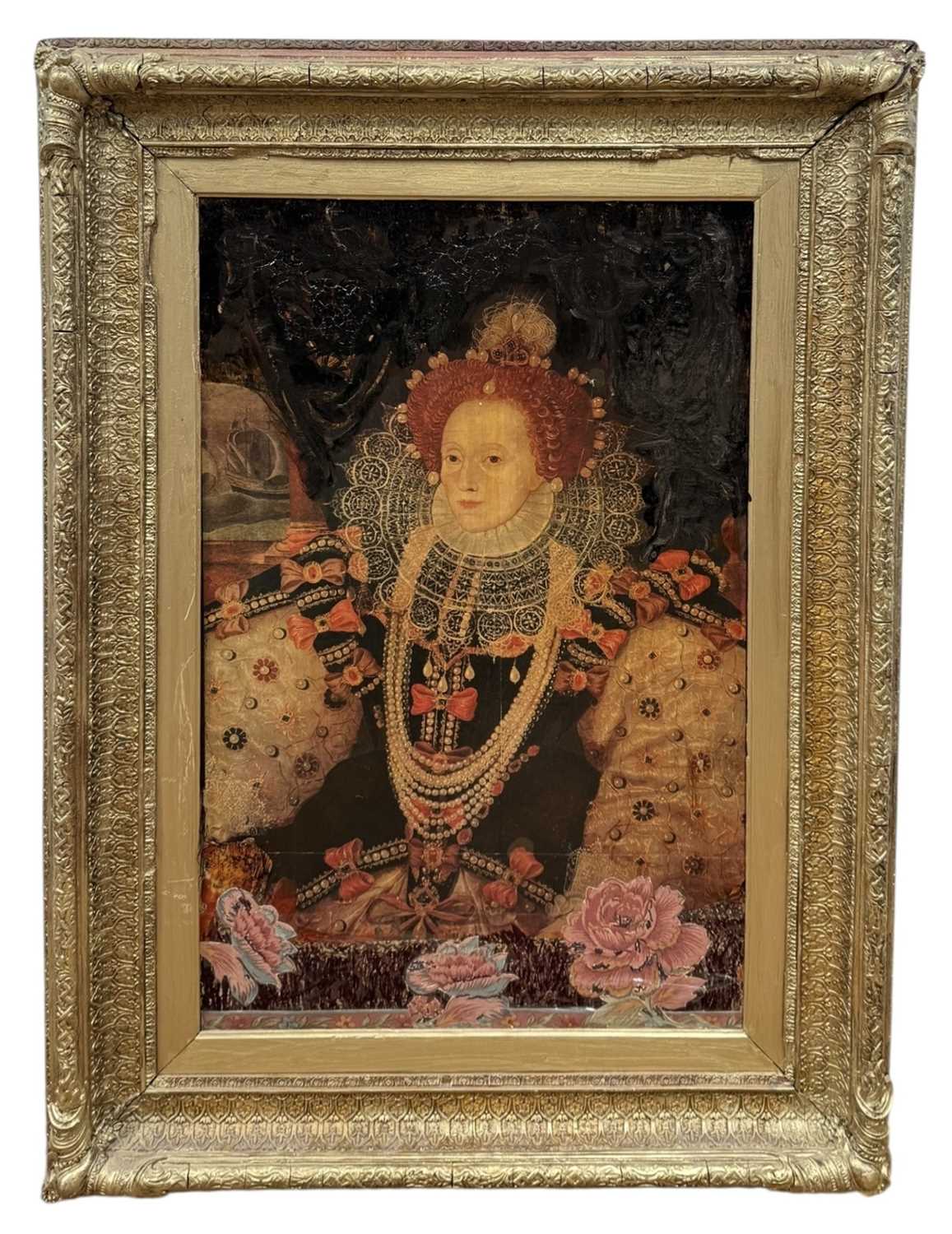 Lot 629 - A PRINT/COLLAGE OF QUEEN ELIZABETH I